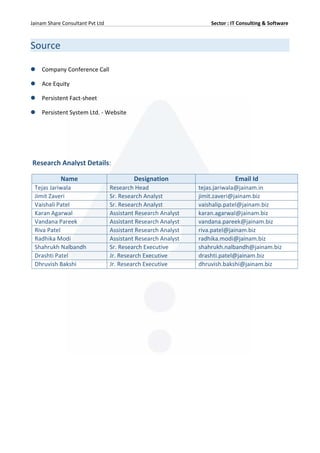 Persistent System ltd. Q3FY19 | PDF