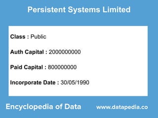 Persistent Systems Limited Information | PPTX | Business | Business and ...