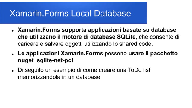 Persistenza su Xamarin | PPT