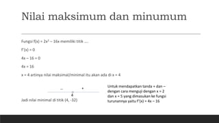 Persoalan makimun dan min aplikasi turunan | PPT