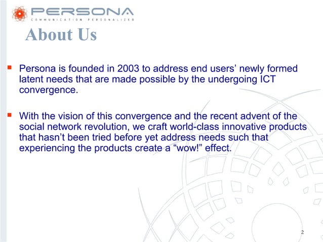 Persona company brief | PPT