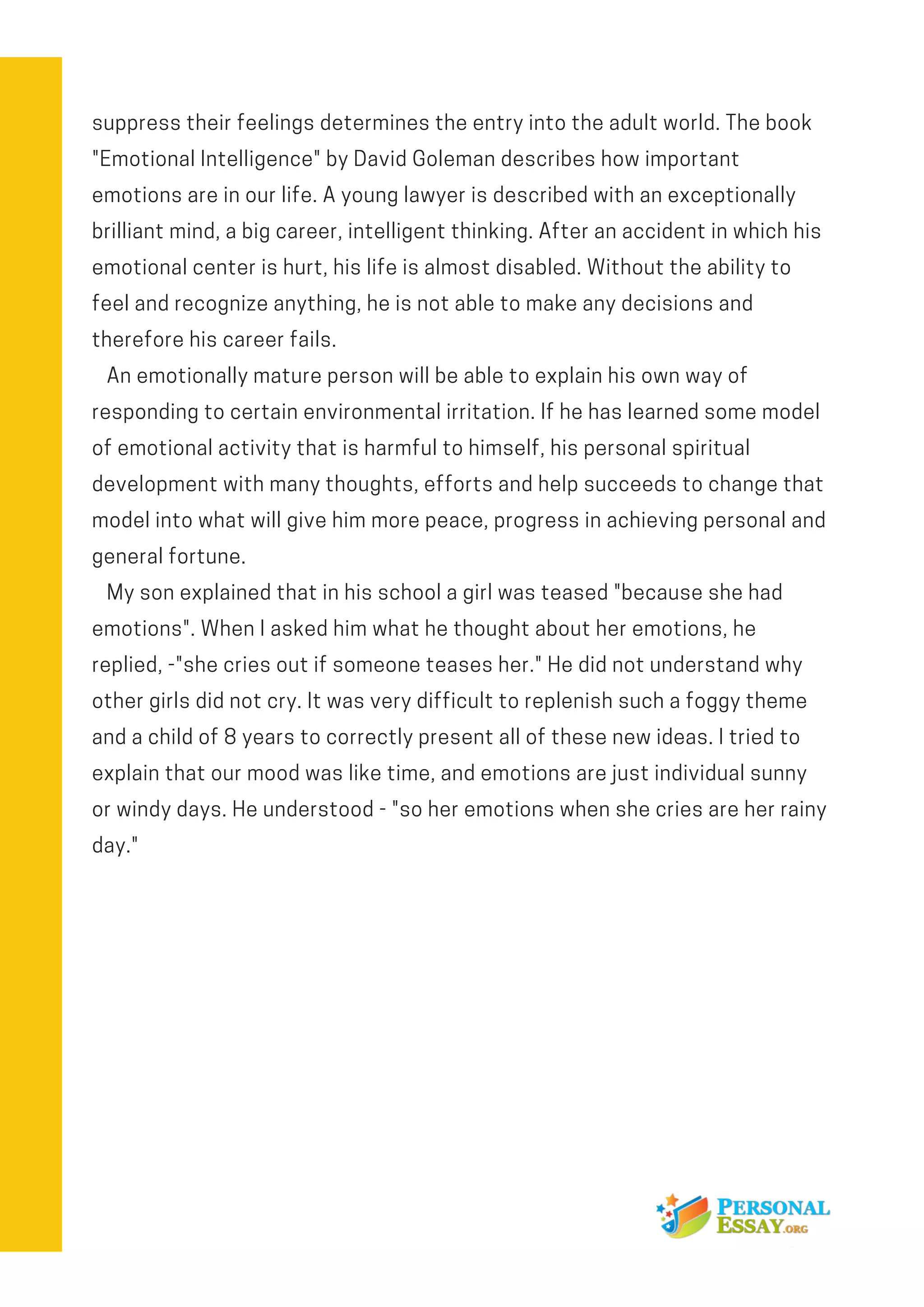 Personal Experience Essay Example | PDF