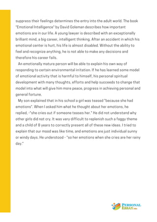 Personal Experience Essay Example | PDF