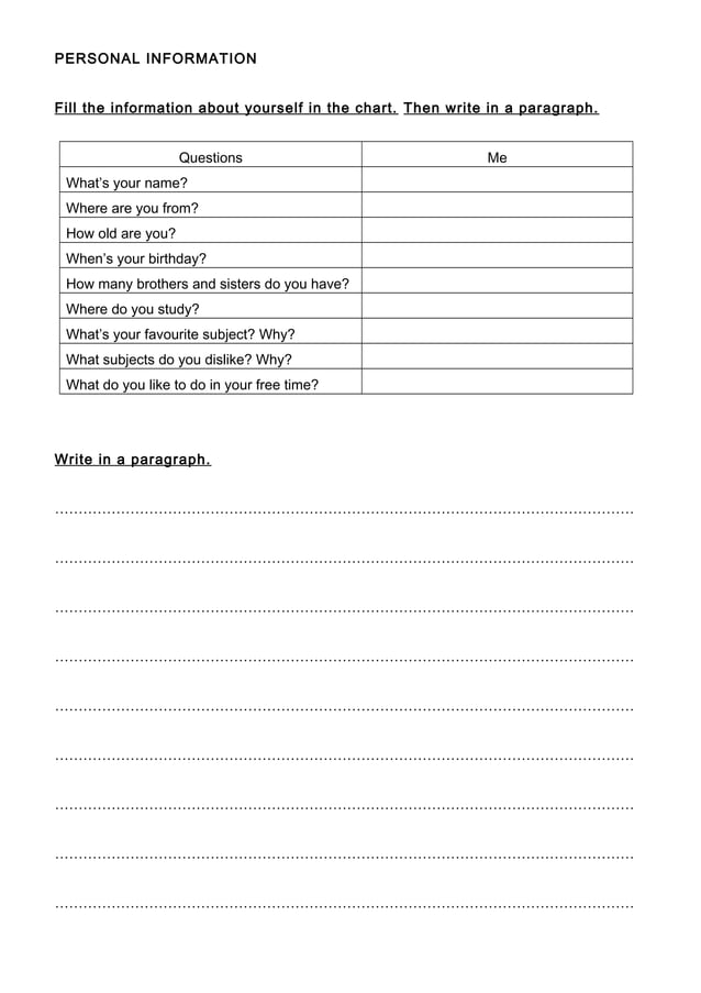 Personal information-writing (writing acivities) | DOC