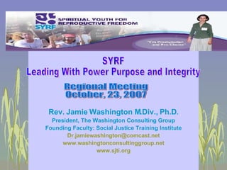 Personal Leadership by Rev. Dr. Jamie Washington | PPT