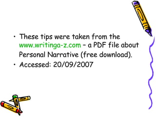 Personal Narrative | PPT