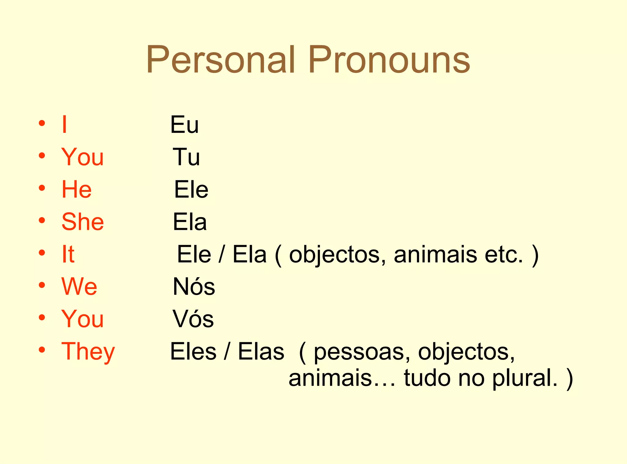 Personal Pronouns Verb To Be | PPT
