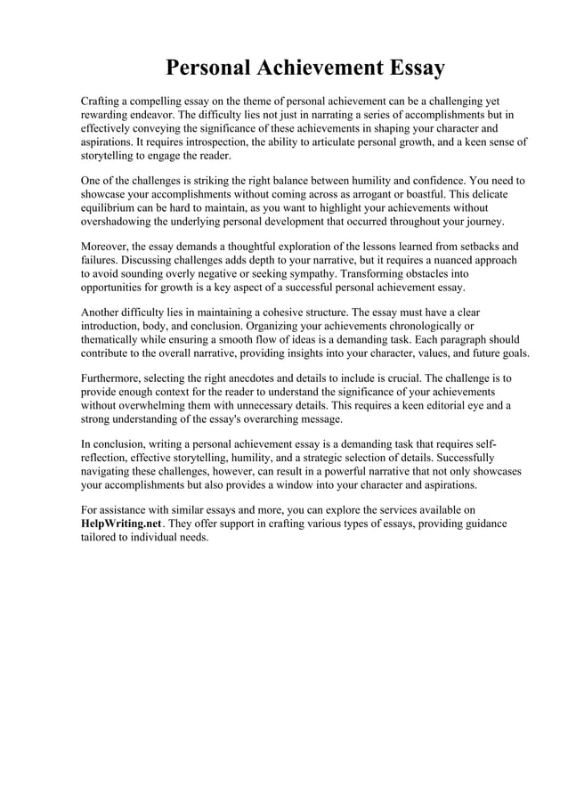 Personal Achievement Essay | PDF