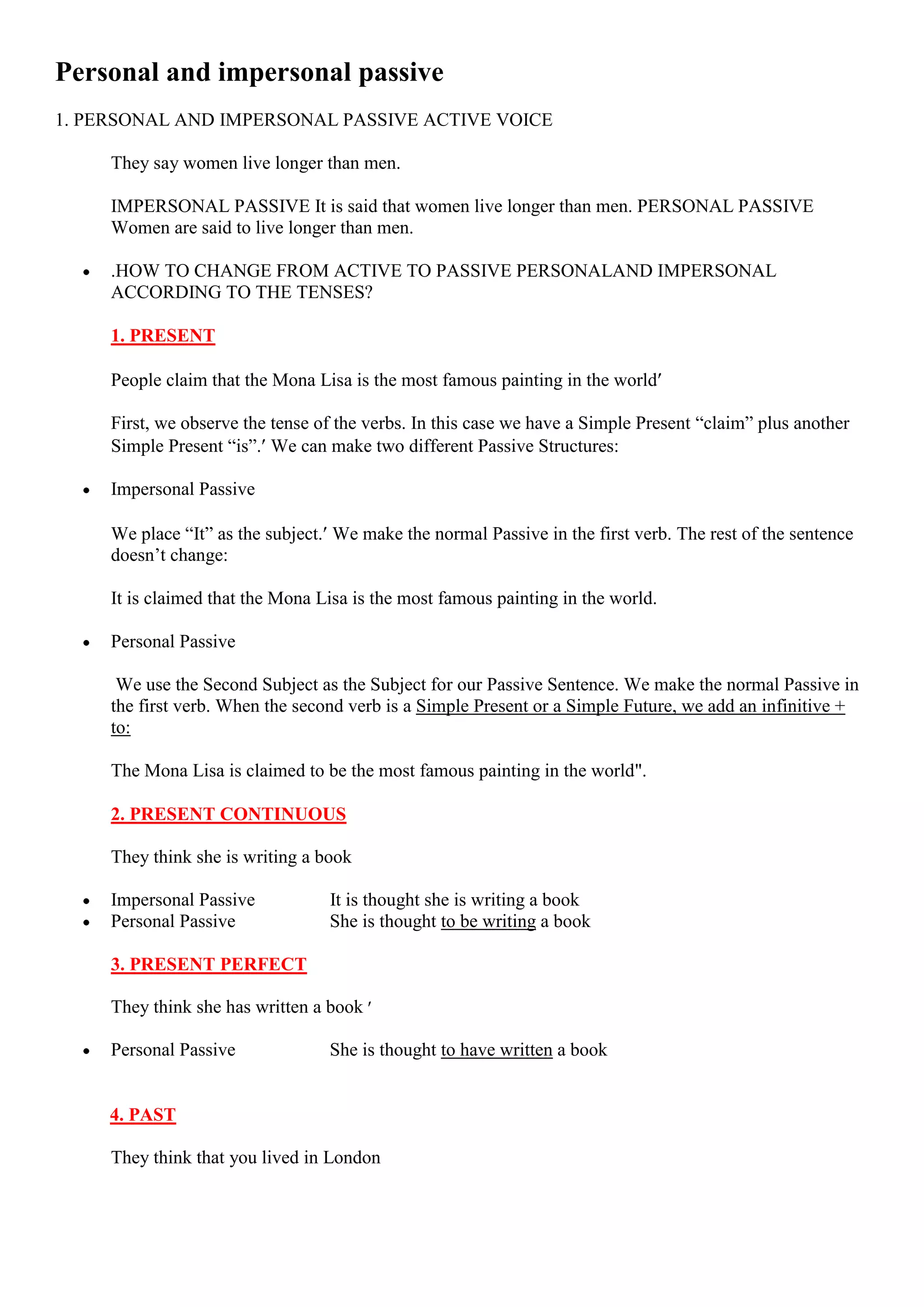 Personal and impersonal passive (theory) | DOCX