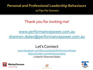 Personal and professional leadership behaviours 10 tips for success ...