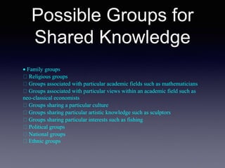 Personal and shared knowledge | PPTX | Geography | Science