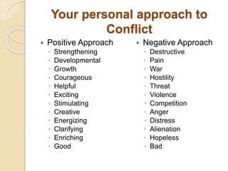 Personal approaches to conflict management | PPT