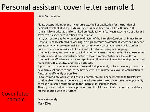 Personal assistant cover letter | PPTX