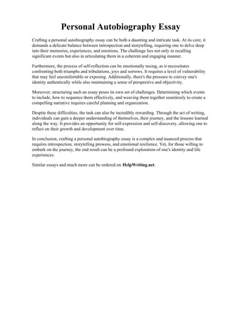 Personal Autobiography Essay. 013 Student Autobiography Template ...