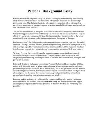Personal Background Essay | PDF