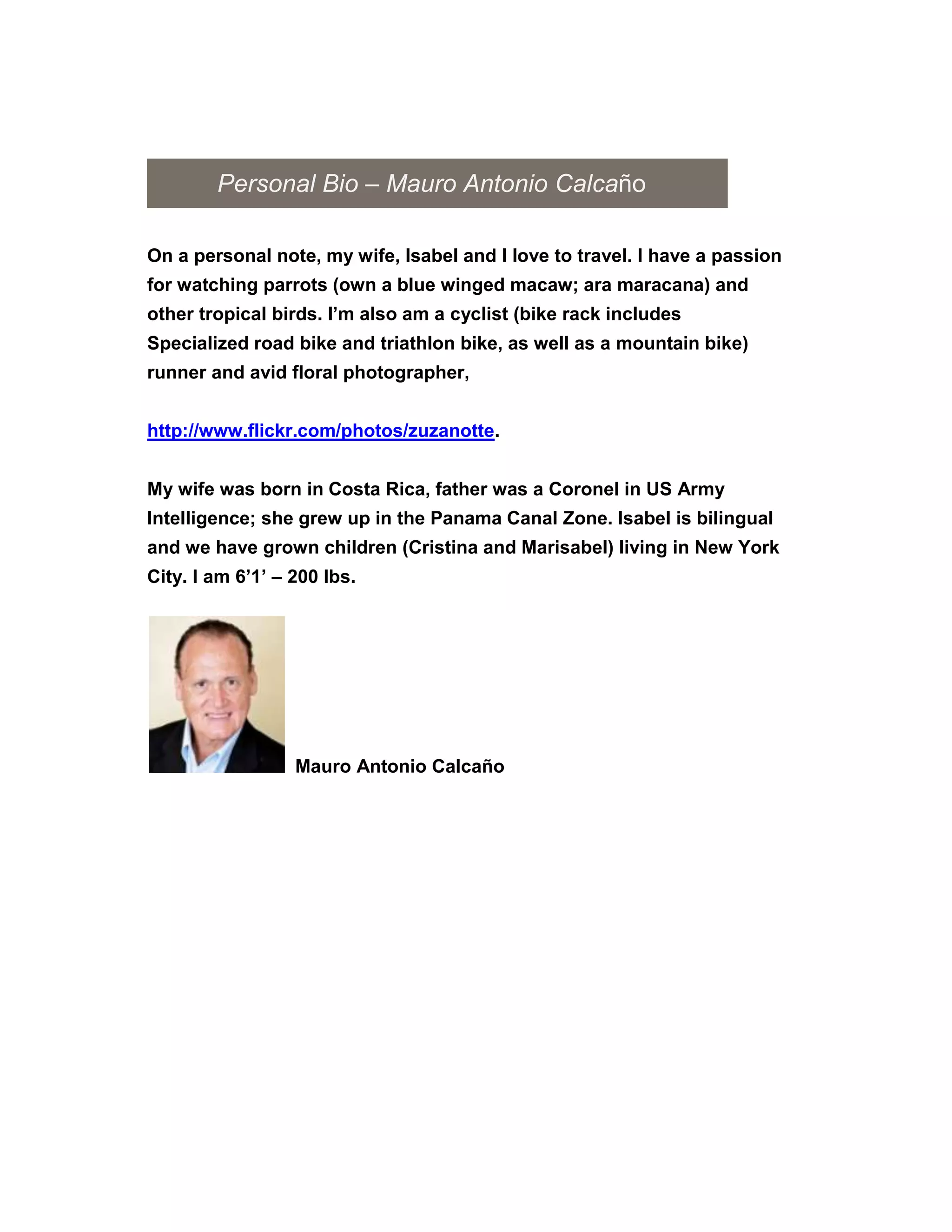 Personal bio mauro antonio calcano | PDF