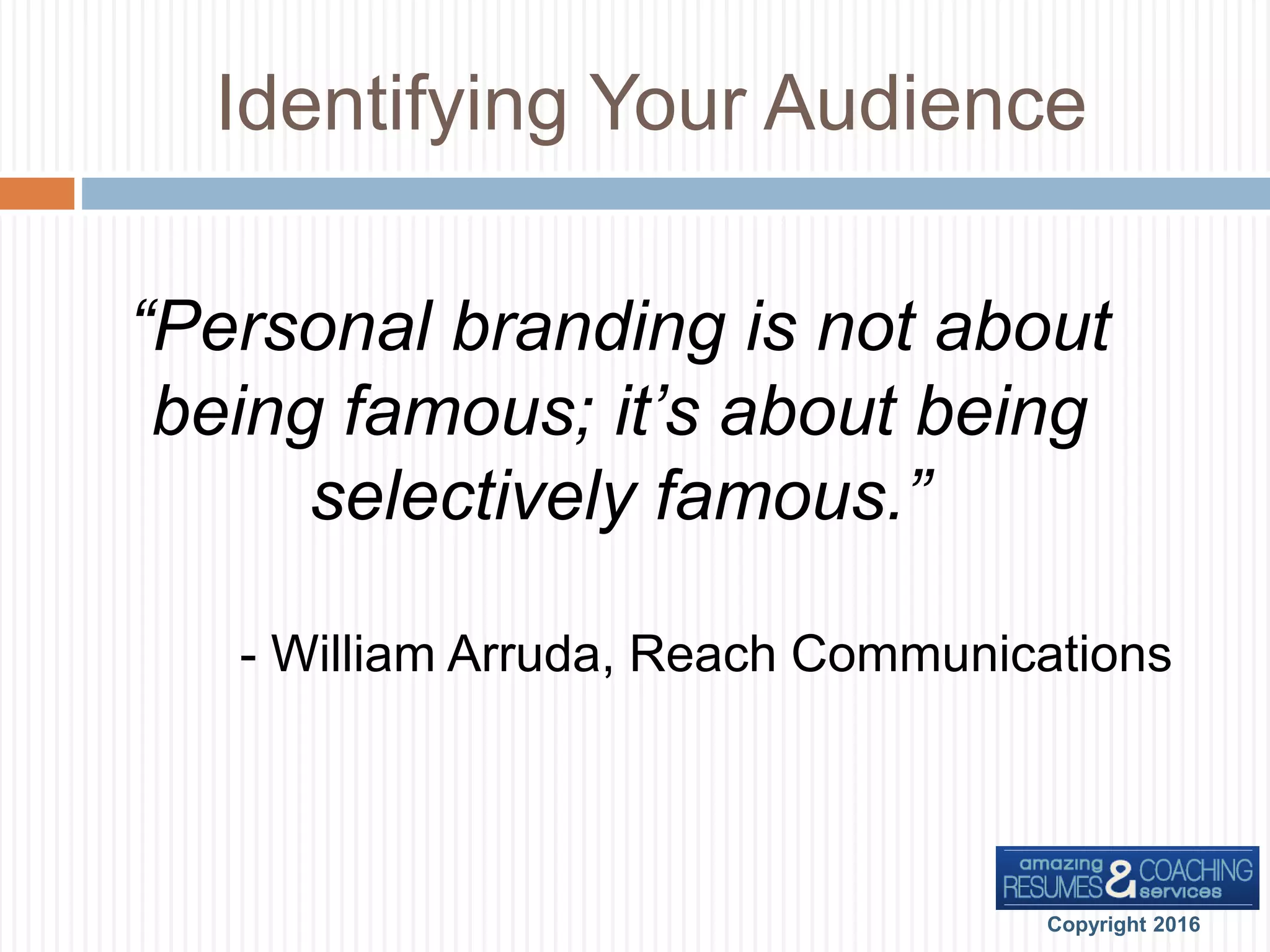 Personal Branding: Identifying & Communicating Your Value | PPTX