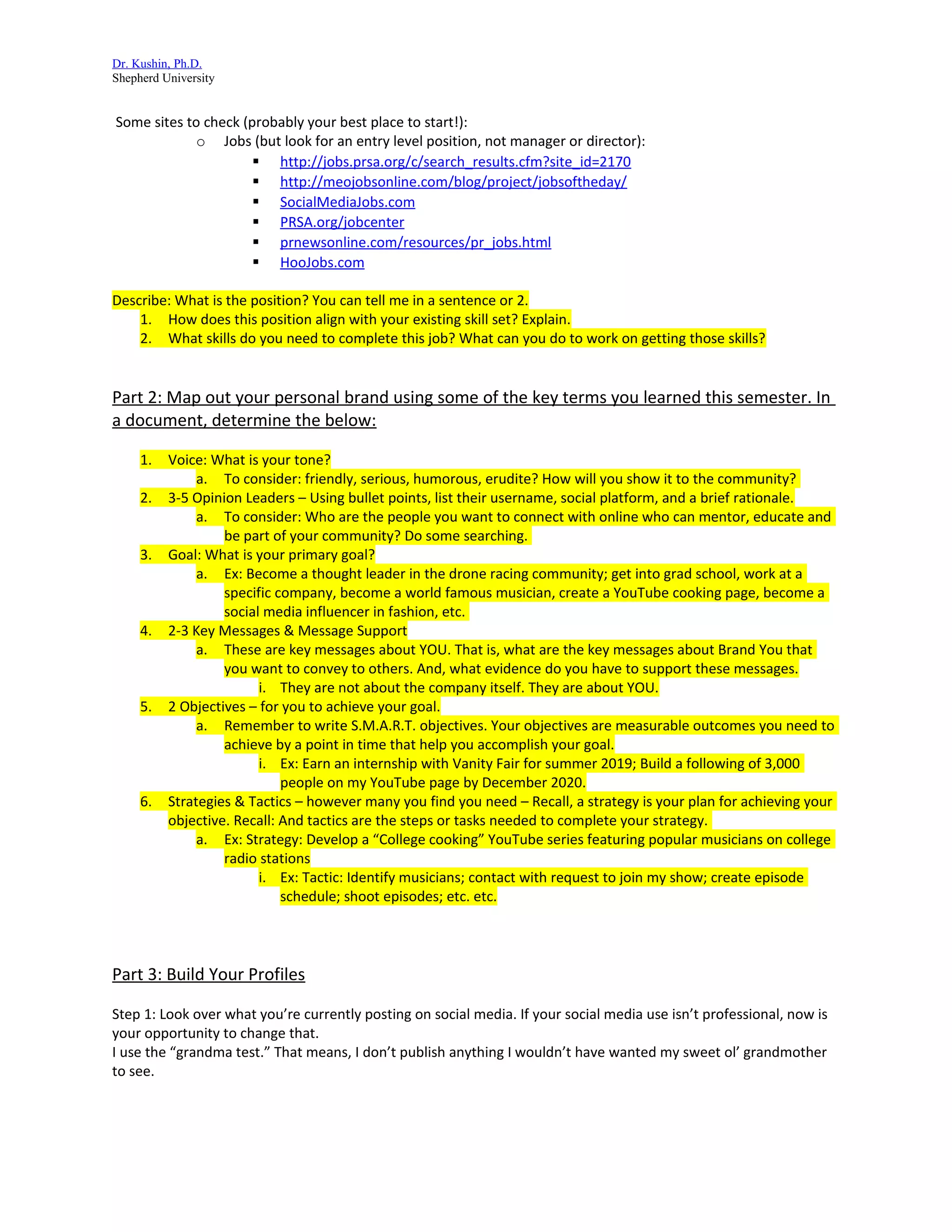 Personal branding Assignment | DOC