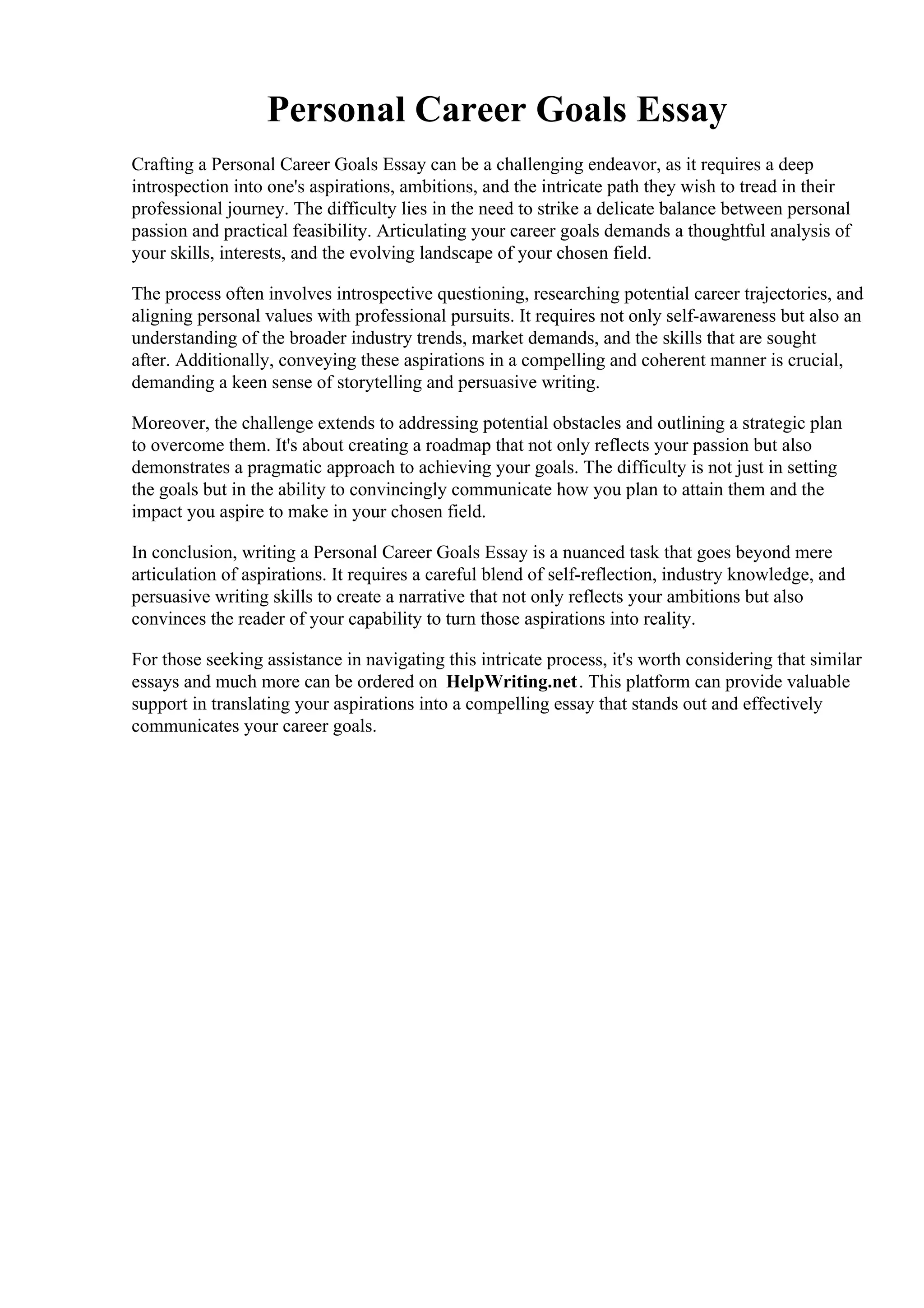 Personal Career Goals Essay.pdfPersonal Career Goals Essay. 005 Essay ...