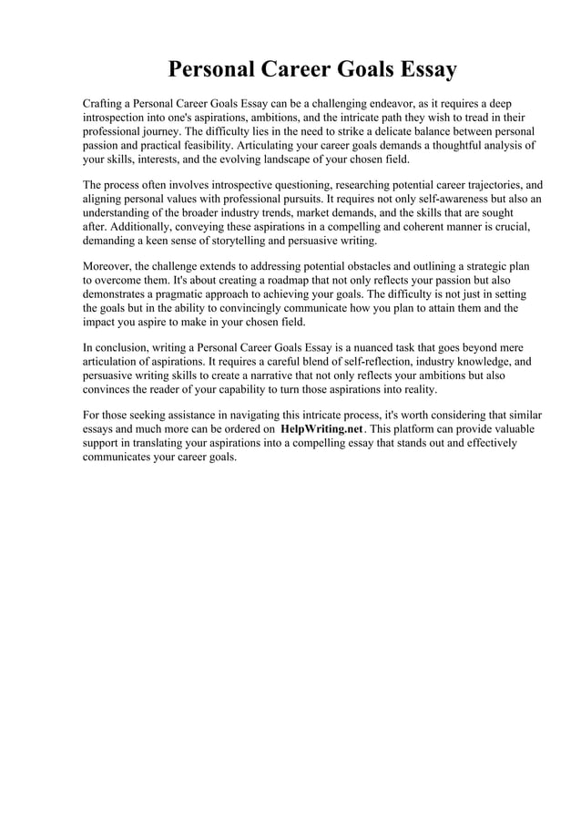 Personal Career Goals Essay.pdfPersonal Career Goals Essay. 005 Essay ...