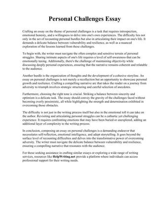Personal Challenges Essay | PDF