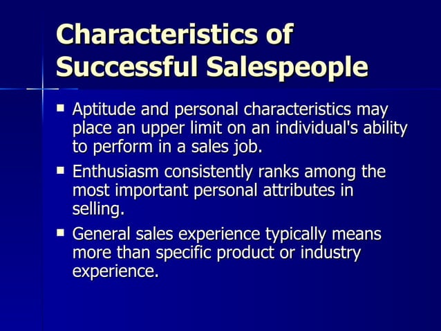 Personal characteristics and sales aptitude | PPT