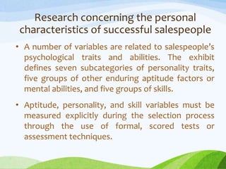 Personal characteristics and sales aptitude | PPTX