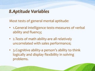 Personal characteristics and sales aptitude | PPTX