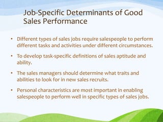 Personal characteristics and sales aptitude | PPTX
