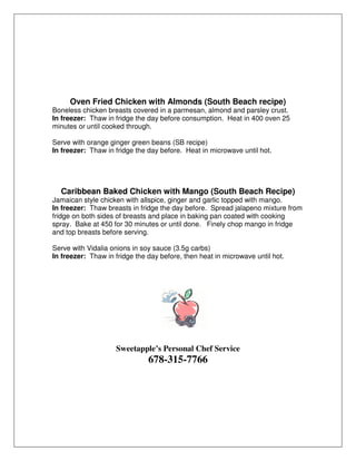 Personal Chef Menu | PDF