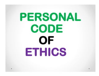 Personal code of ethics | PDF