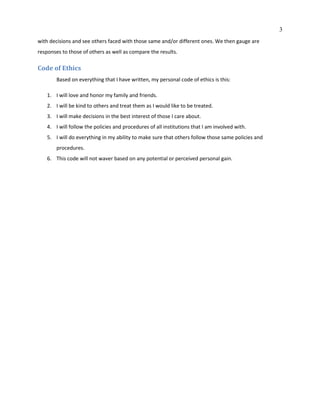 Personal Code Of Ethics