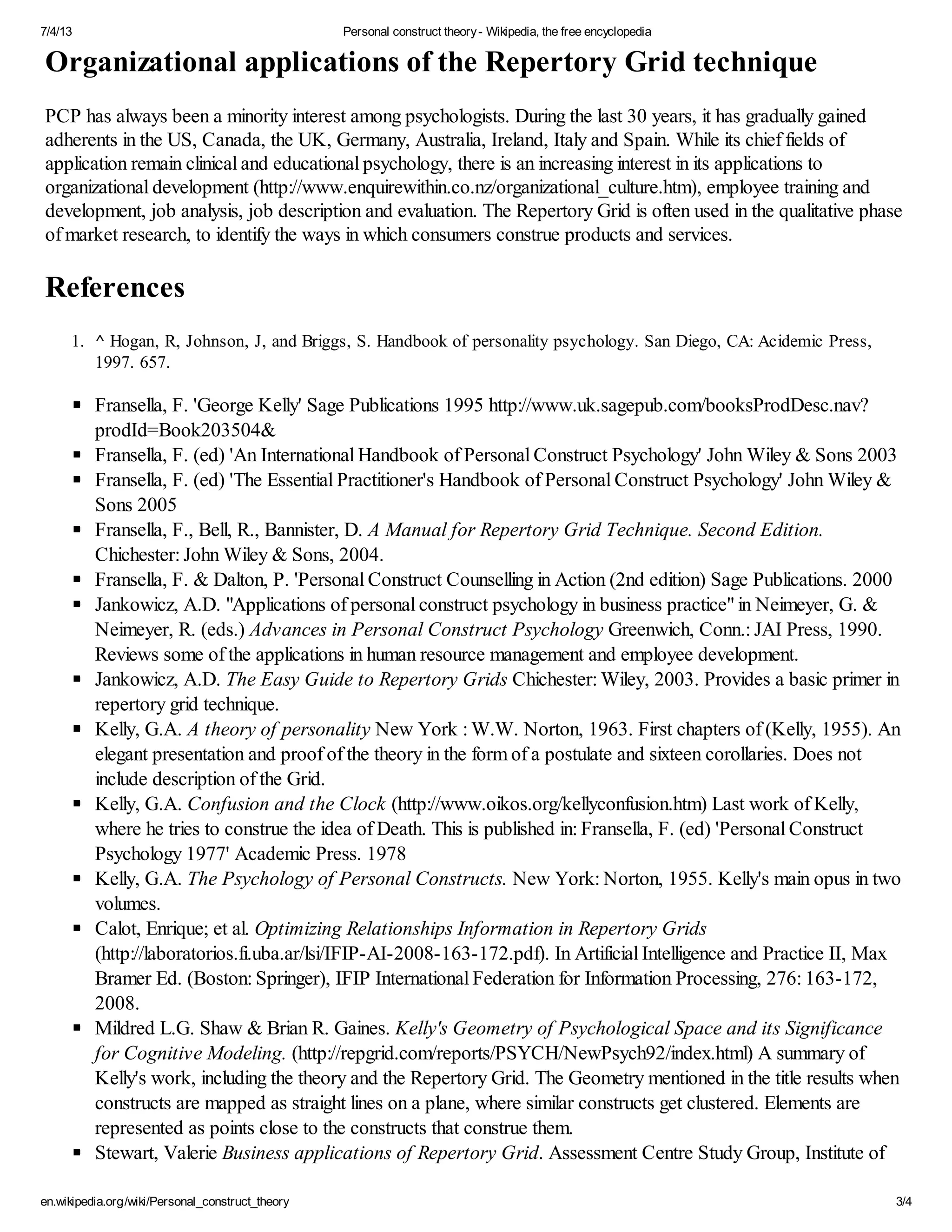 Personal construct theory wikipedia, the free encyclopedia | PDF