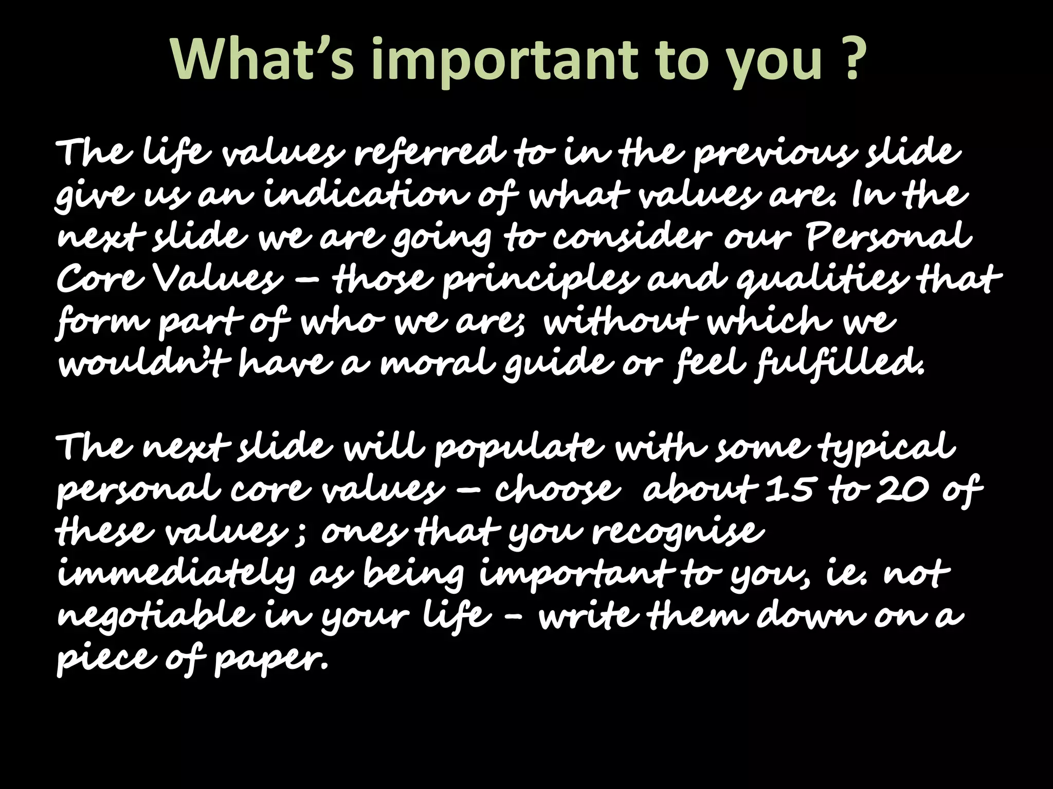 Personal core values | PPTX