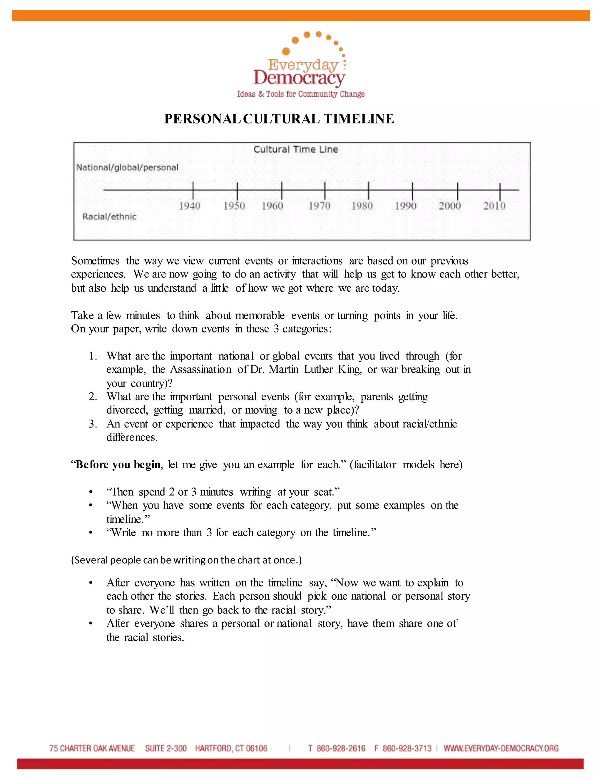 Personal Cultural Timeline | DOCX