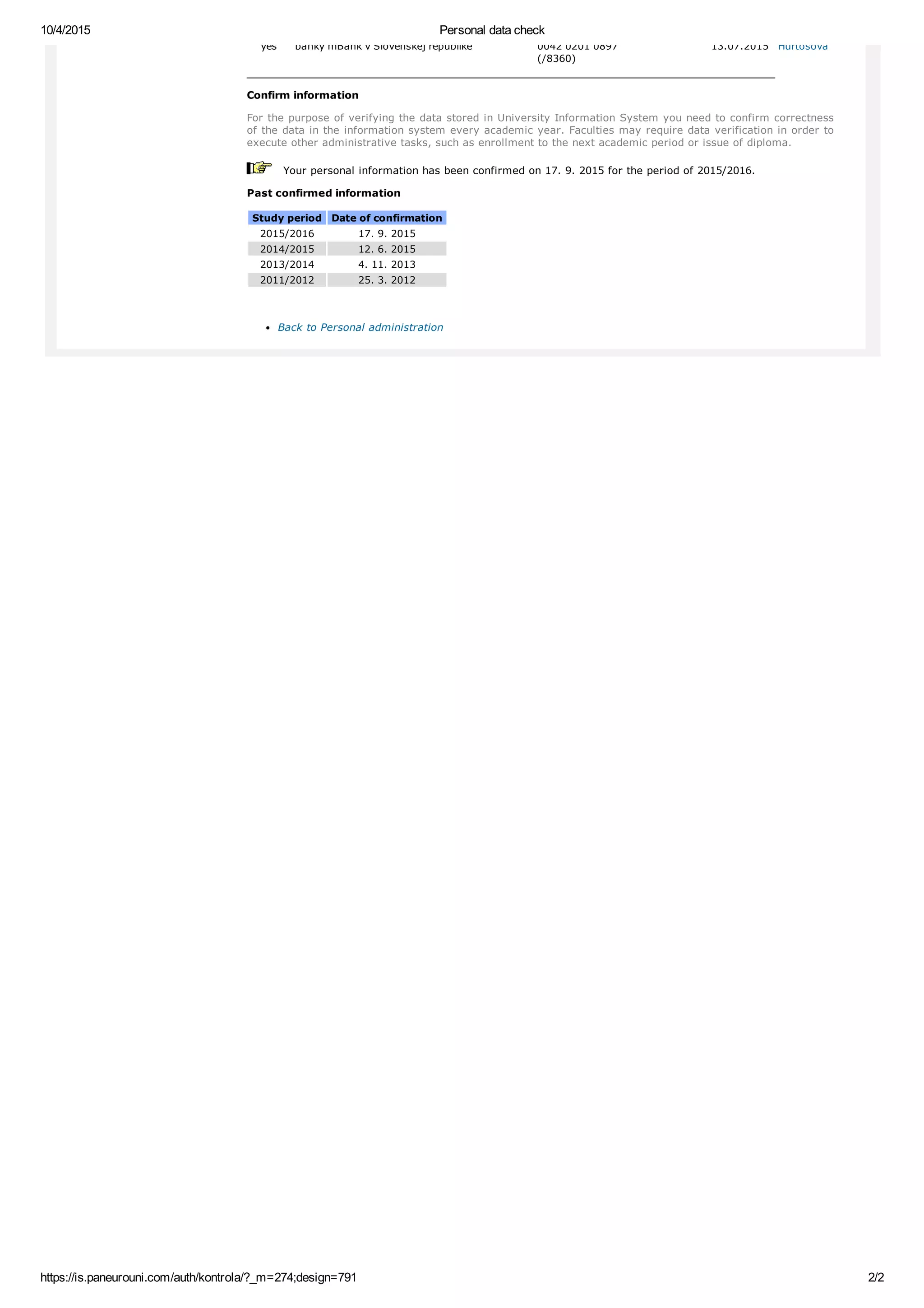 Personal data check | PDF