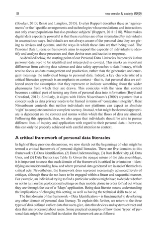 ‘Personal data literacies’: A critical literacies approach to enhancing understandings of ...