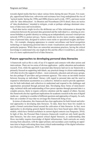 ‘Personal data literacies’: A critical literacies approach to enhancing understandings of ...