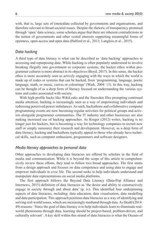 ‘Personal data literacies’: A critical literacies approach to enhancing understandings of ...