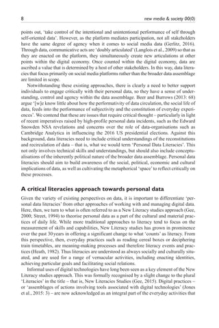 ‘Personal data literacies’: A critical literacies approach to enhancing understandings of ...