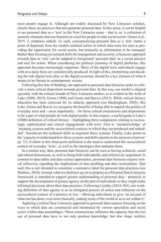 ‘Personal data literacies’: A critical literacies approach to enhancing understandings of ...