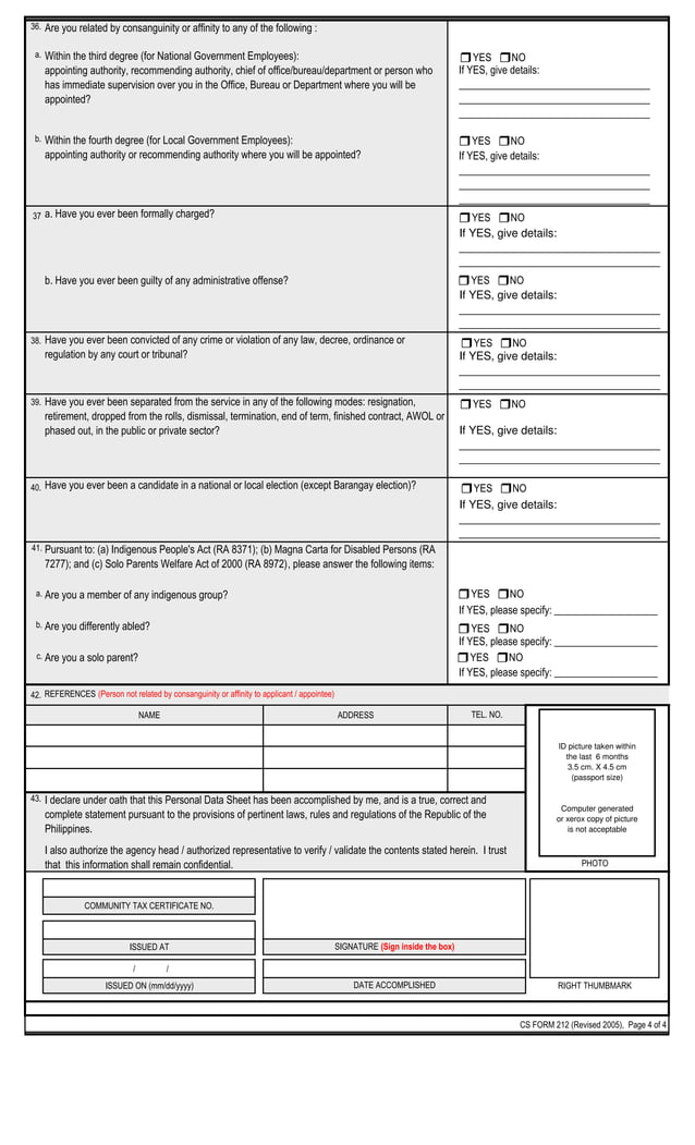 Personal data sheet (pds) 2005 revised | PDF