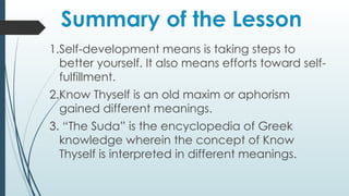 Personal Development Knowing Oneselfpptx | PPTX