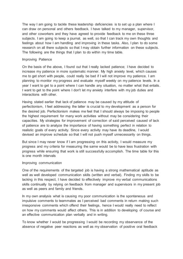 Personal development essay on leadership | PDF