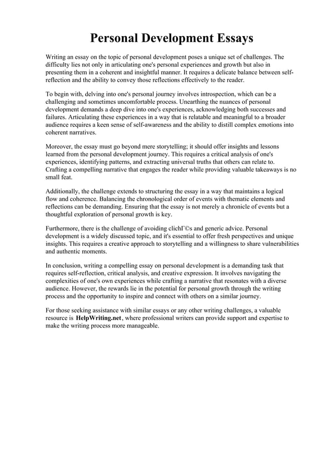 Personal Development Essays. PERSONAL DEVELOPMENT - A-Level Business ...