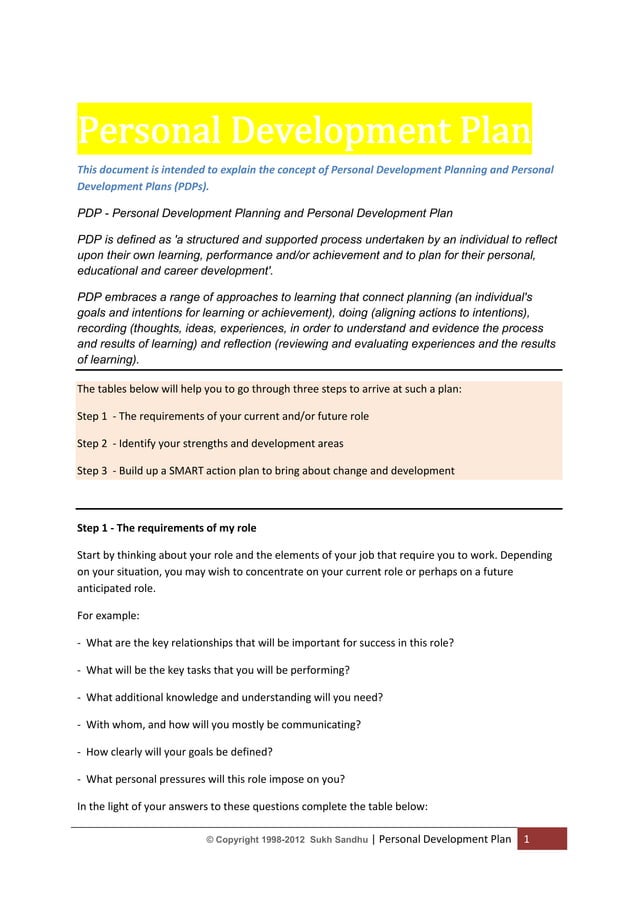 Personal development plan | PDF
