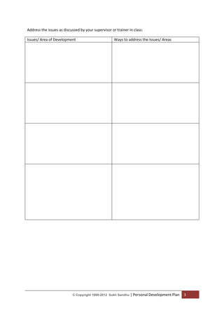 Personal Development Plan Paper