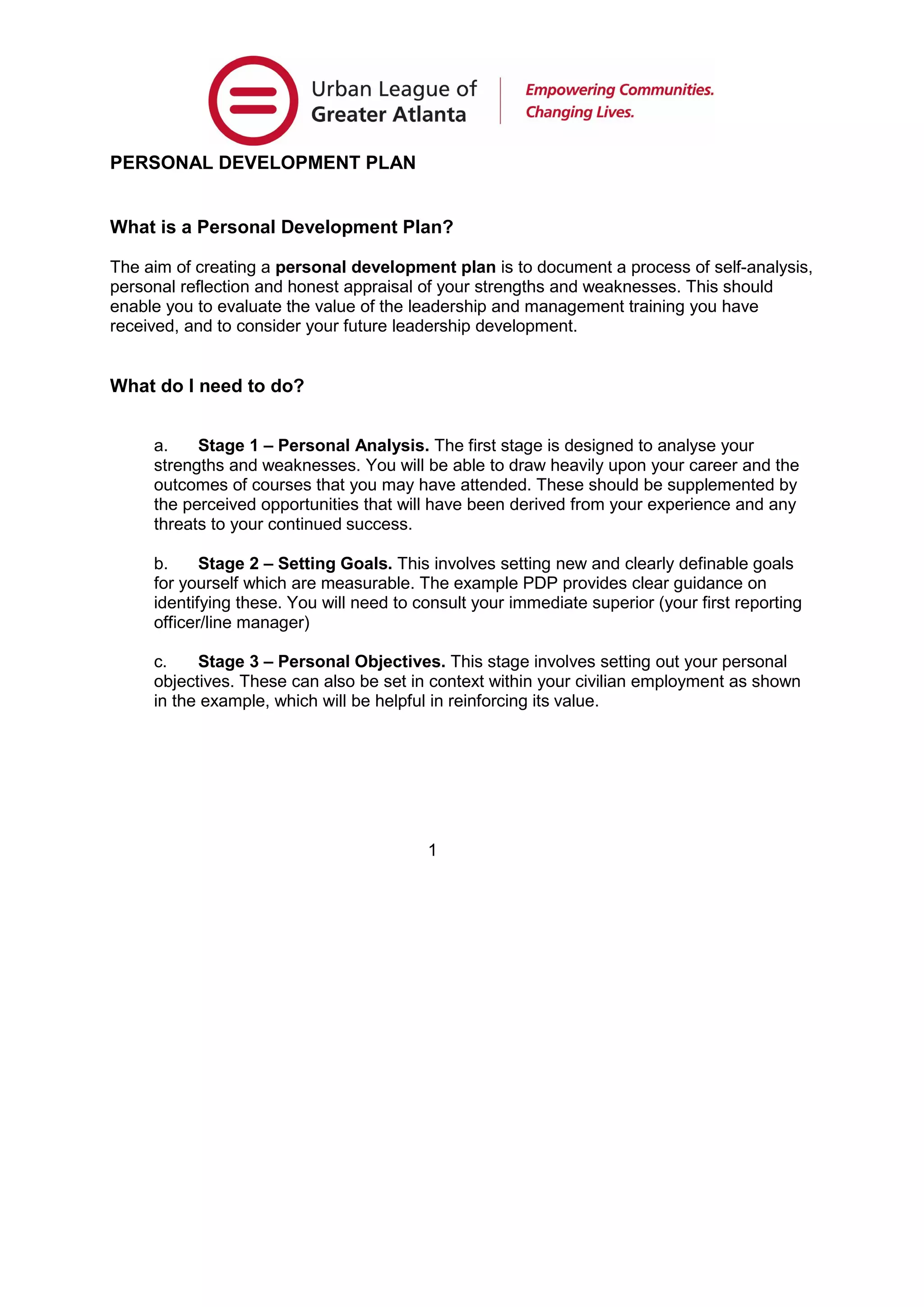 Personal development plan form | PDF
