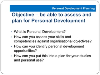Personal development planning lecture | PPTX