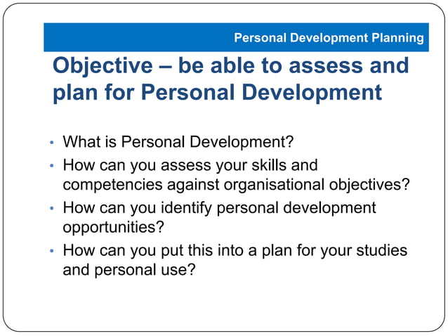 Personal development planning lecture | PPTX